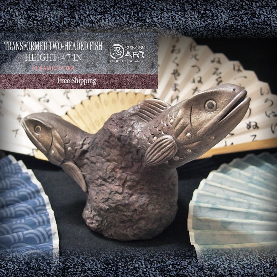 Ceramic Transformed Two-headed Fish height:4.7in Desk - Etsy
