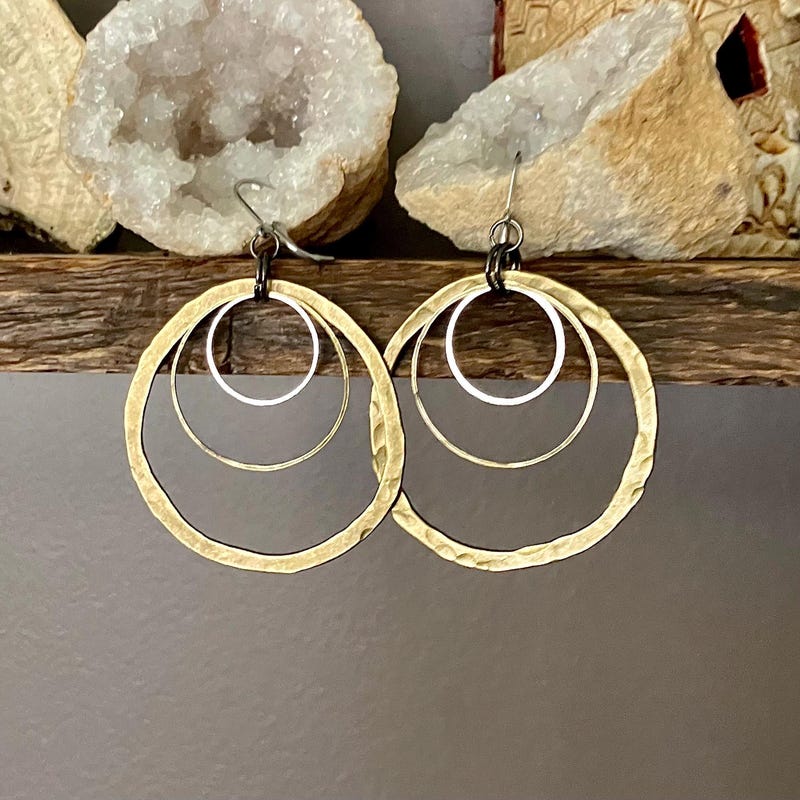 Mixed Metal Earrings - Etsy