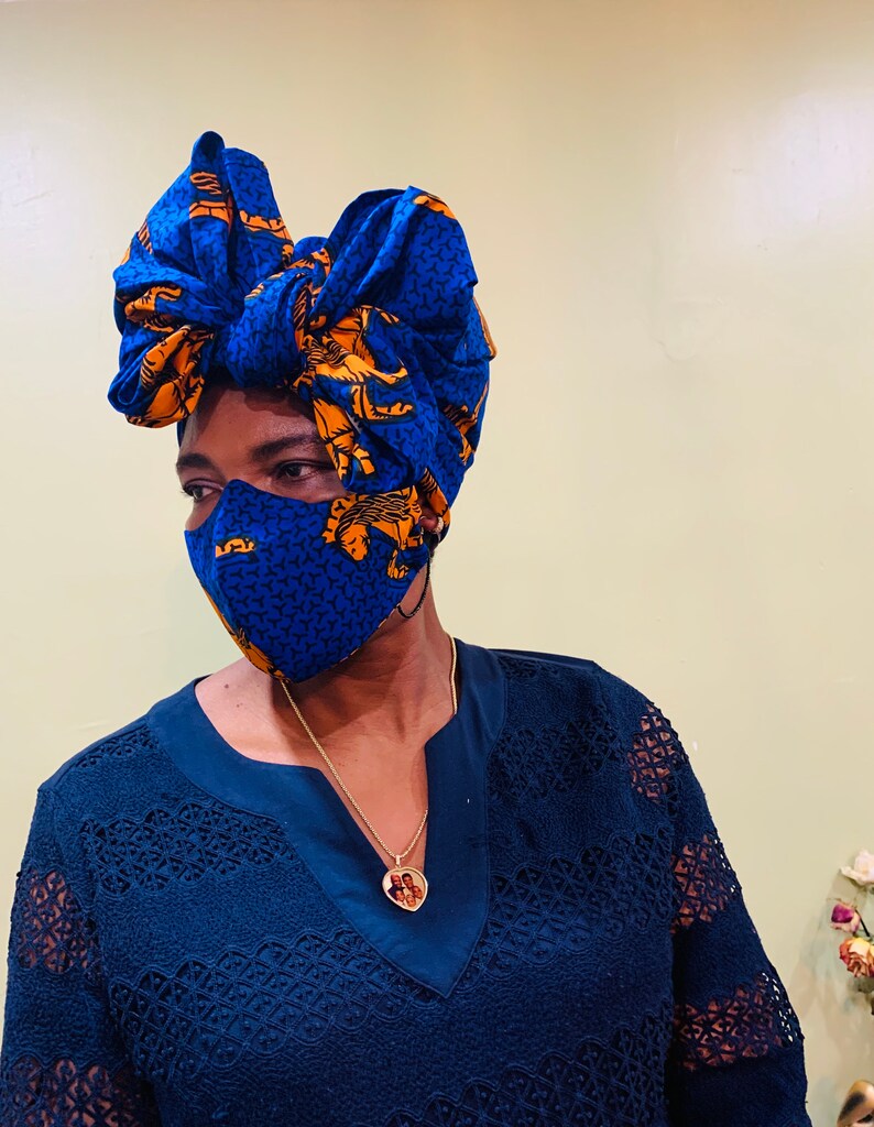 Fabric Mask and Head Wrap Set Fabric Face Mask African - Etsy