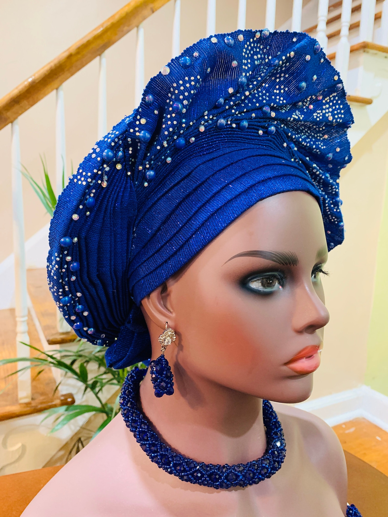 Asoke Auto Gele, African Headwrap, Nigerian Wedding Head Wrap, Handmade ...