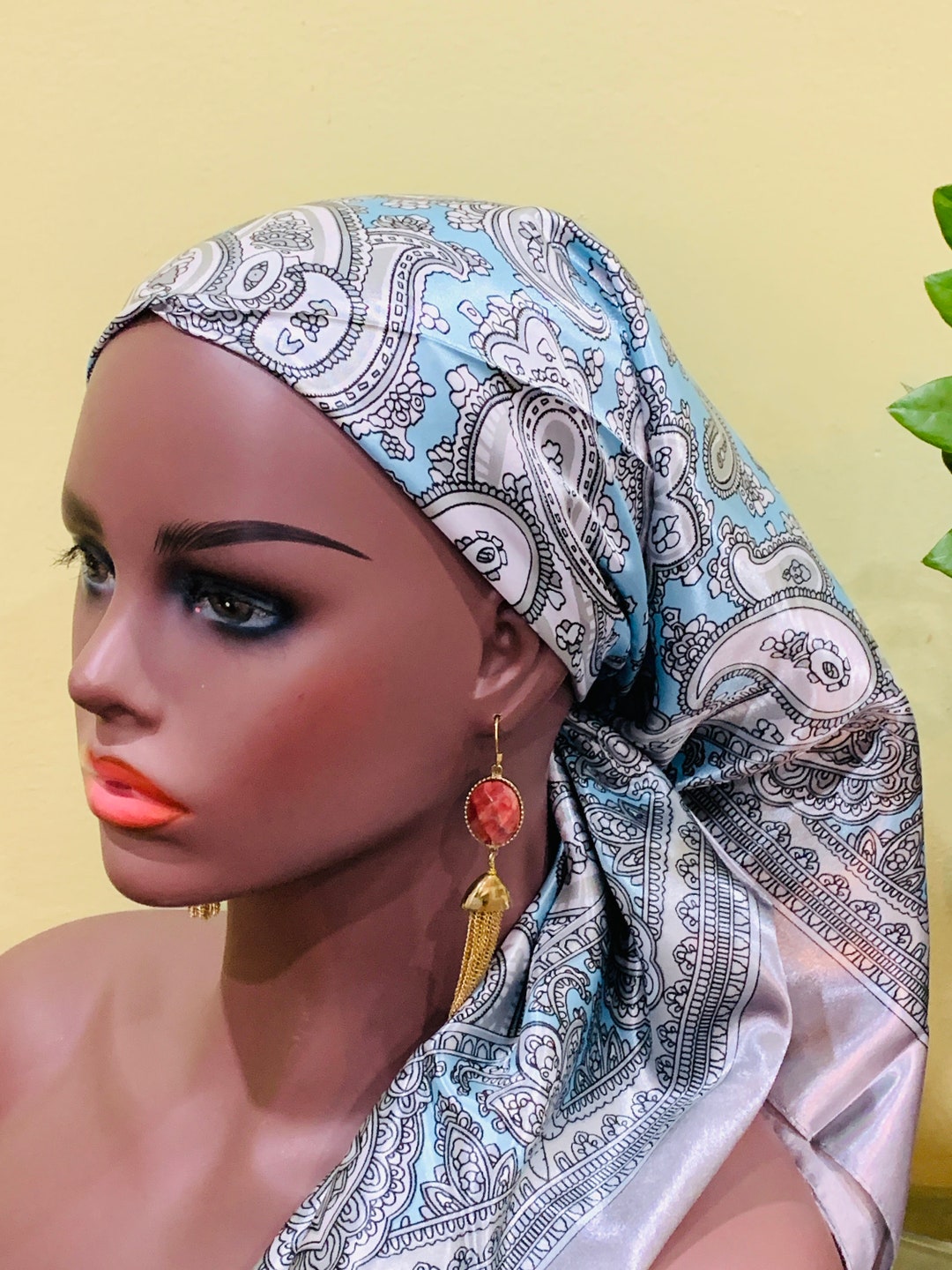 Silky Satin Head Scarf: Elegant Hair Bandana, Protective Head Cover - Etsy
