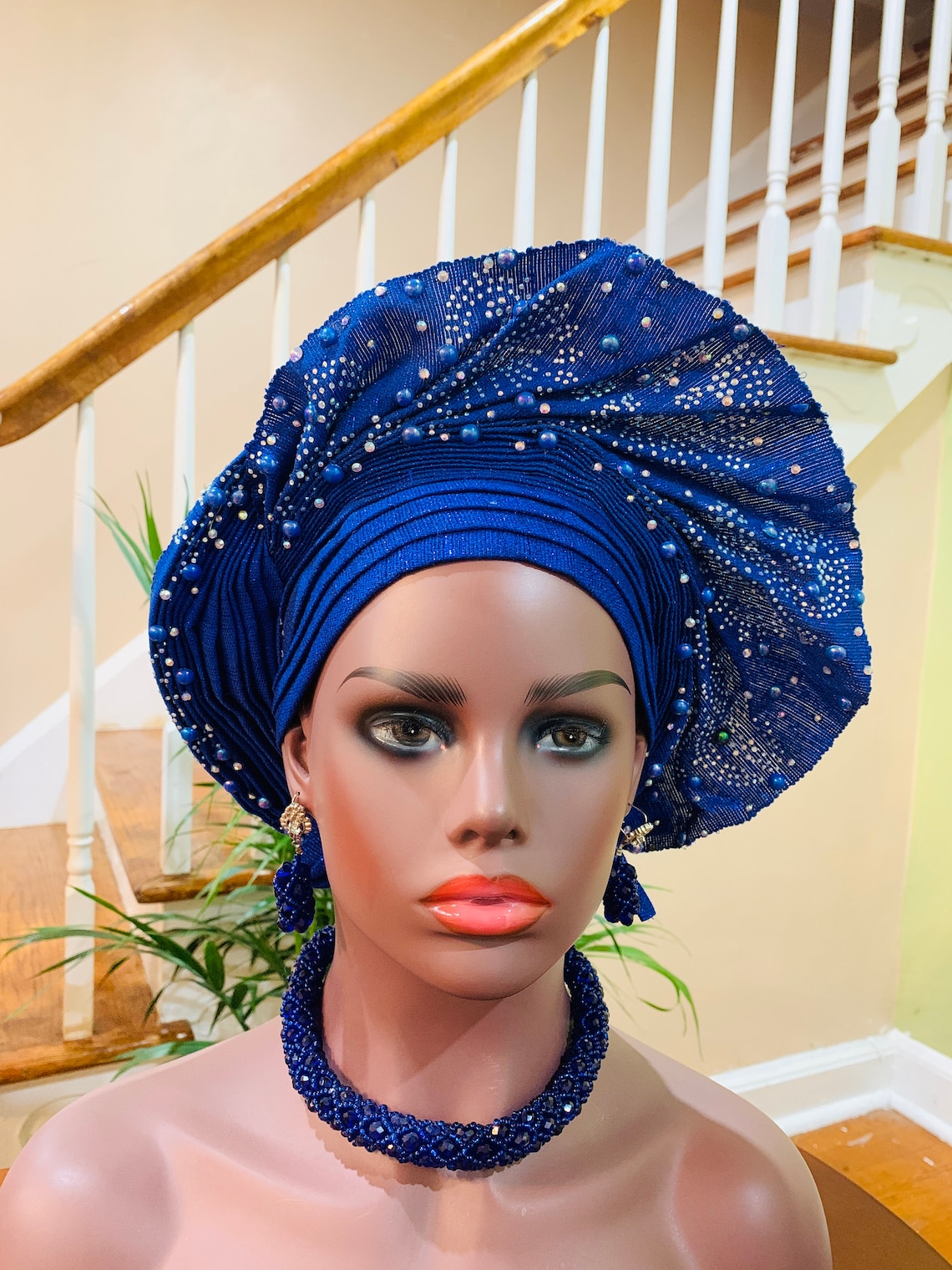 Asoke Auto Gele, African Headwrap, Nigerian Wedding Head Wrap, Handmade ...