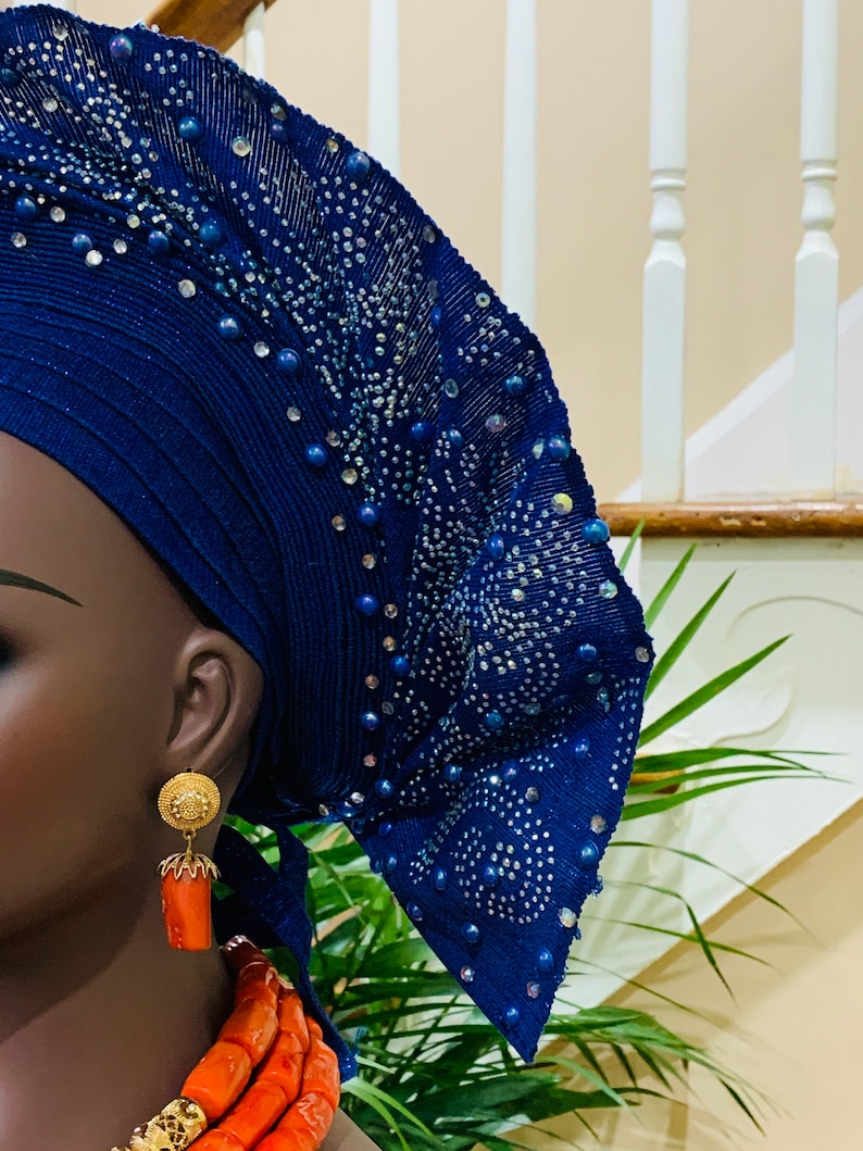 Asoke Auto Gele, African Headwrap, Nigerian Wedding Head Wrap, Handmade ...