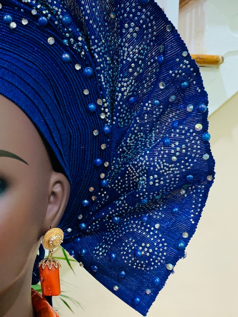 Asoke Auto Gele, African Headwrap, Nigerian Wedding Head Wrap, Handmade ...