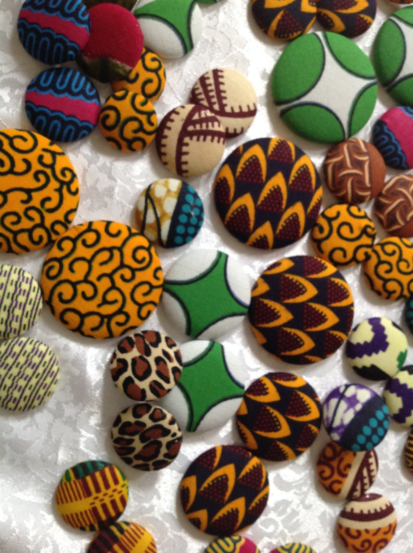 6 Pairs African Fabric Earrings, Extra Large Fabric Button Earrings Mix ...