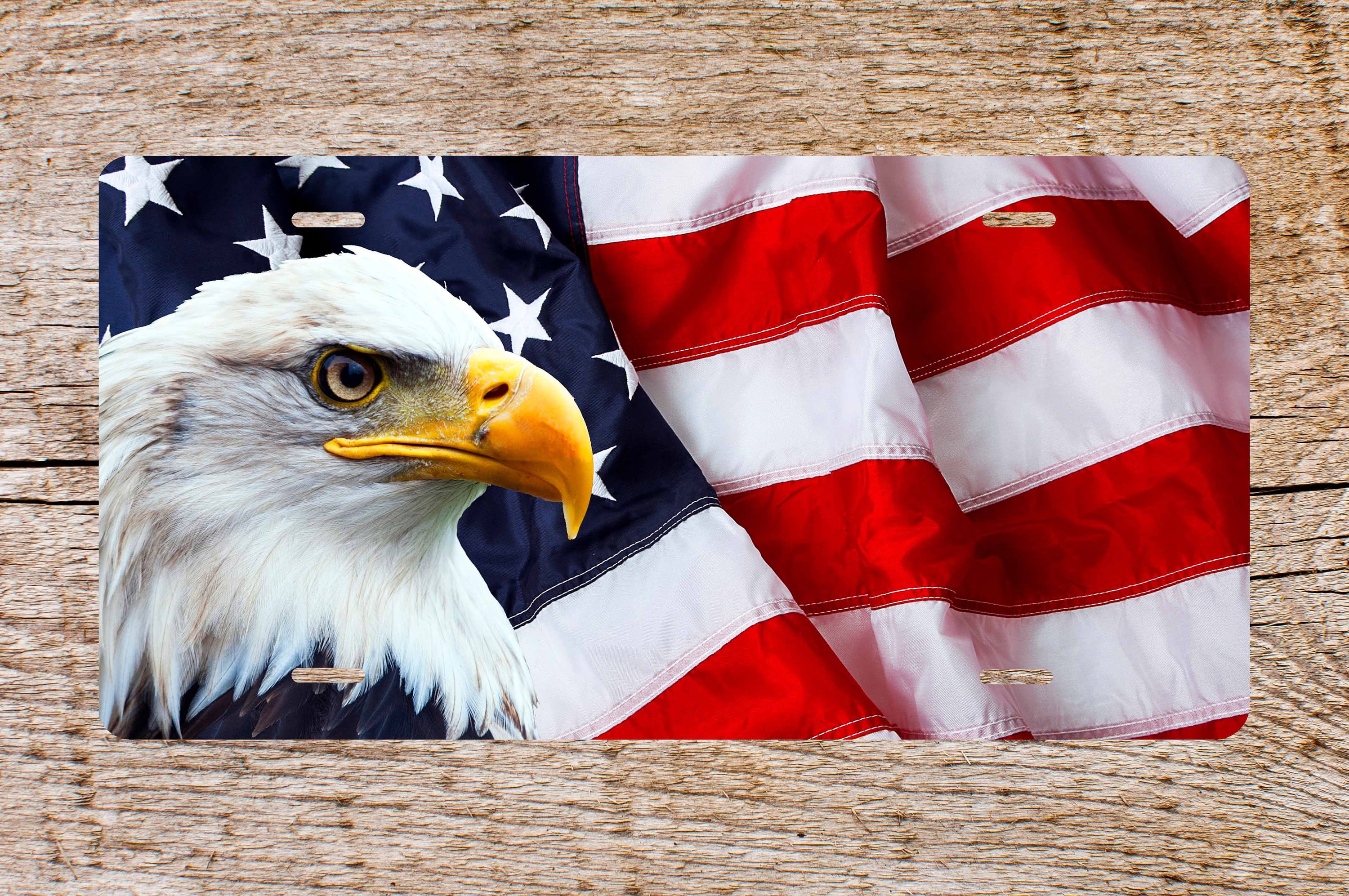 Bald Eagle on American Flag, USA Flag, License Plate, Car Plate, Car ...