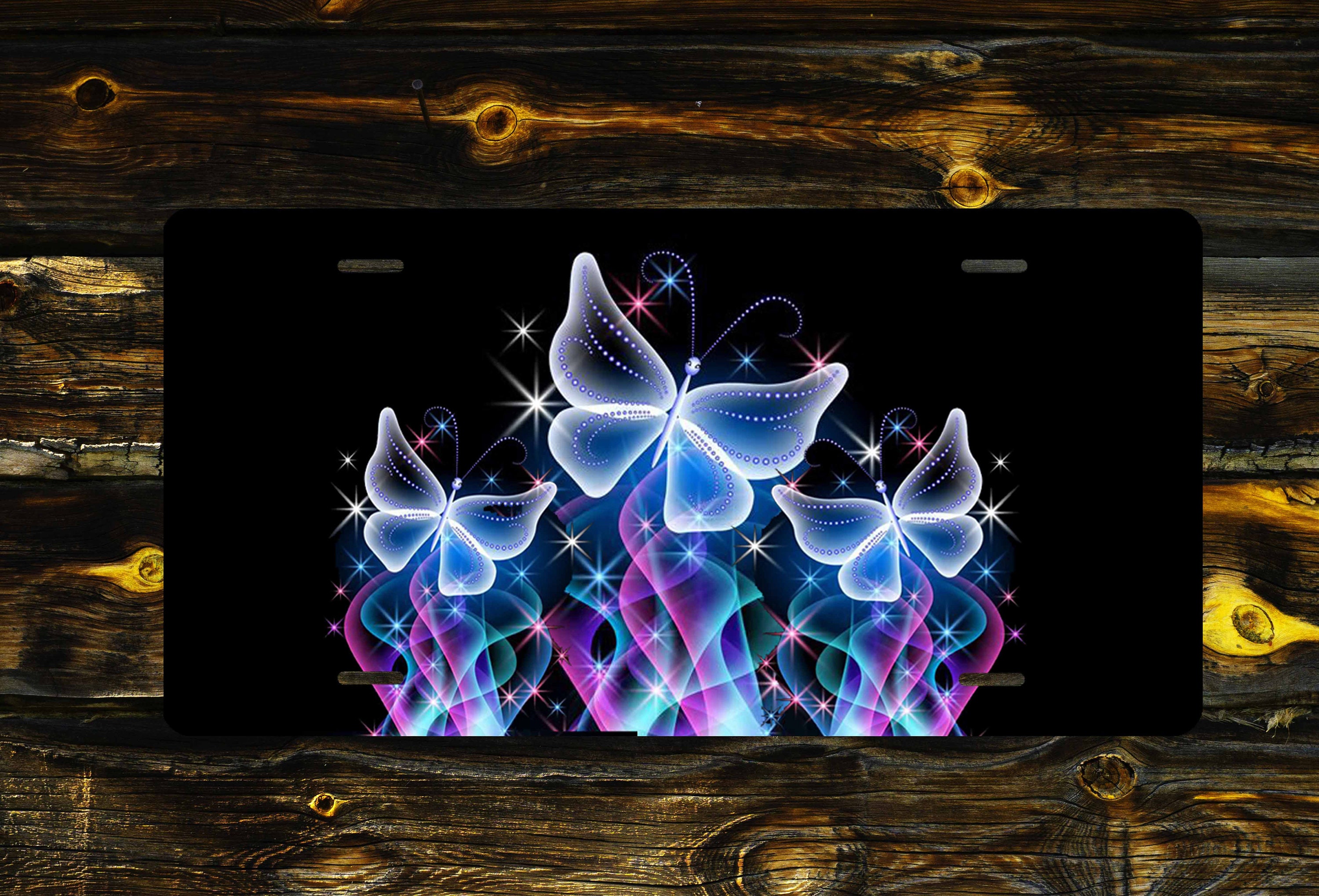 Neon Butterflies License Plate, Truck, Bike, Motorbike License Plate ...