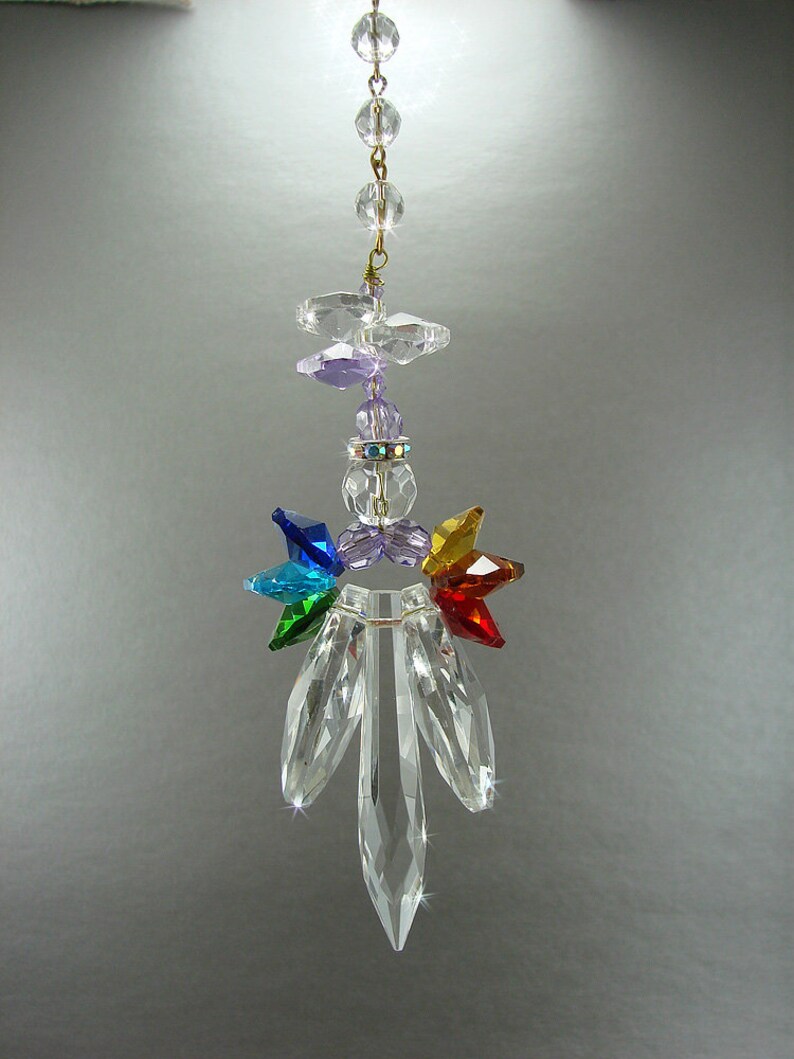 Crystal Angel Suncatcher Medium Large Winged Crystal Aurora Borealis ...