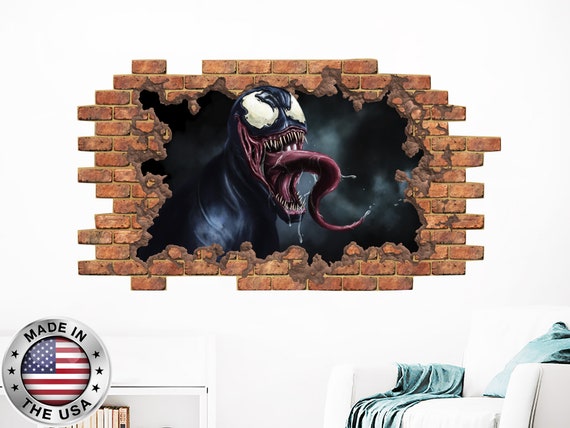 3D Venom Wall Decal. Comics Vinyl Sticker Murals. Hole in the - Etsy