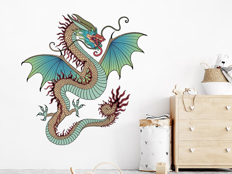 Dragon Wall Decal. Dragon Vinyl Sticker Murals. Chinese Dragon - Etsy