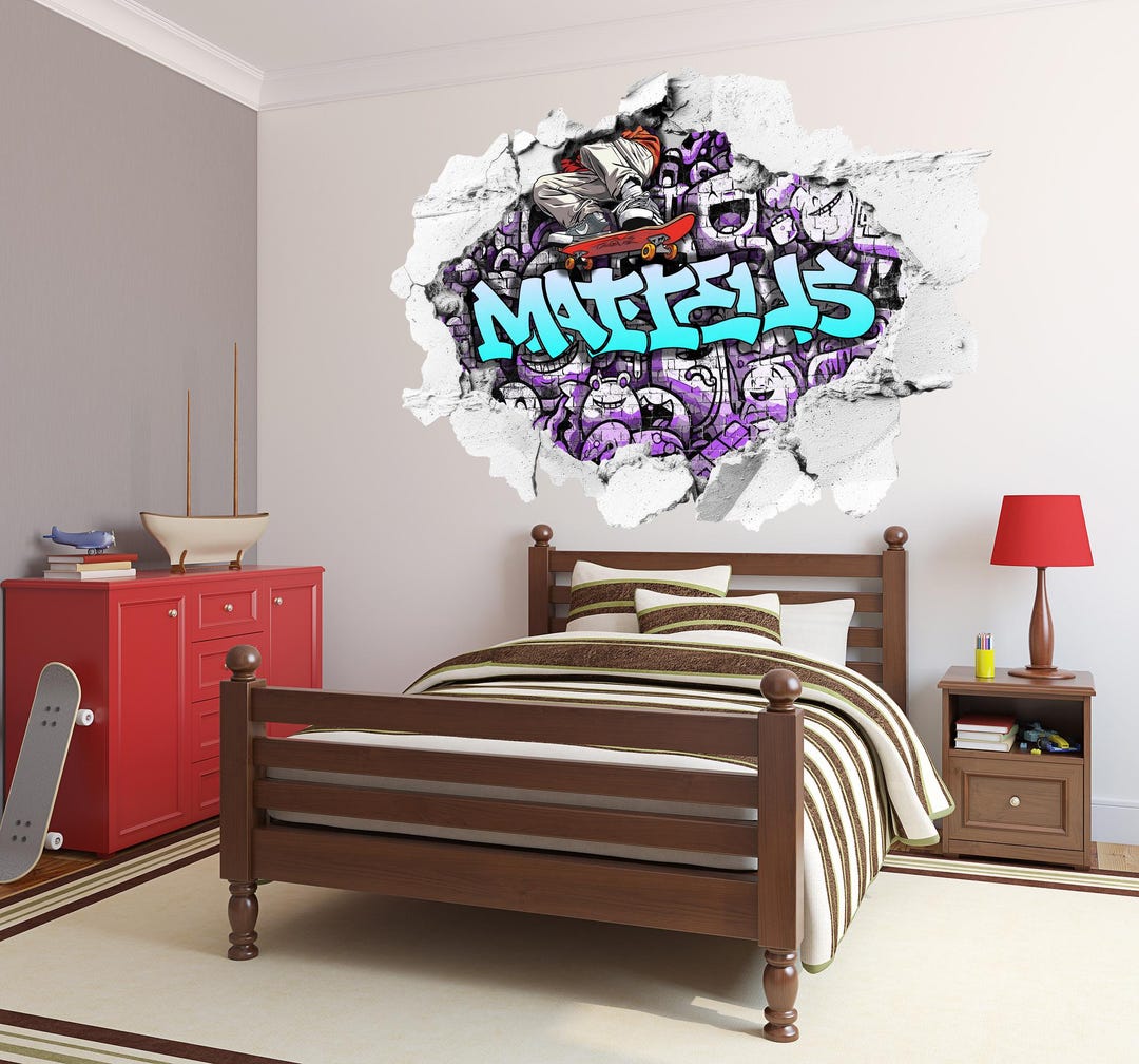 Custom Graffiti Name Wall Decal - Teen Room Gameroom Decor ...