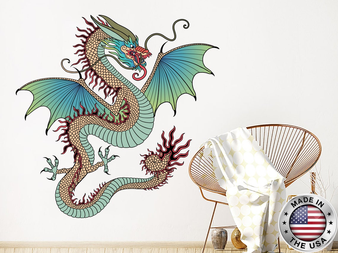 Dragon Wall Decal. Dragon Vinyl Sticker Murals. Chinese Dragon | Etsy