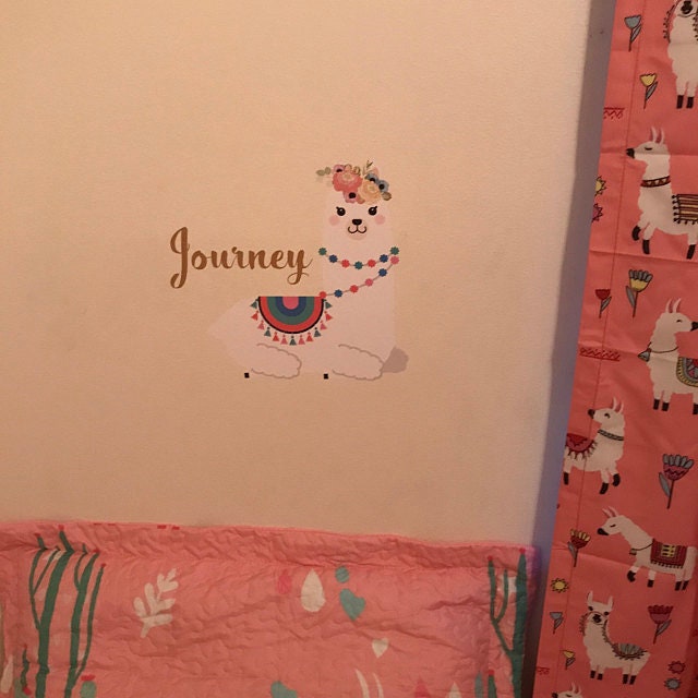 New Girls Name Llama Wall Decals. Llama Alpaca Floral - Etsy