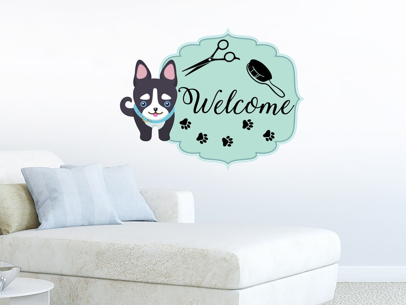 Pet Grooming Full Color Mural - Grooming Salon Wall Stickers - Pet Shop ...