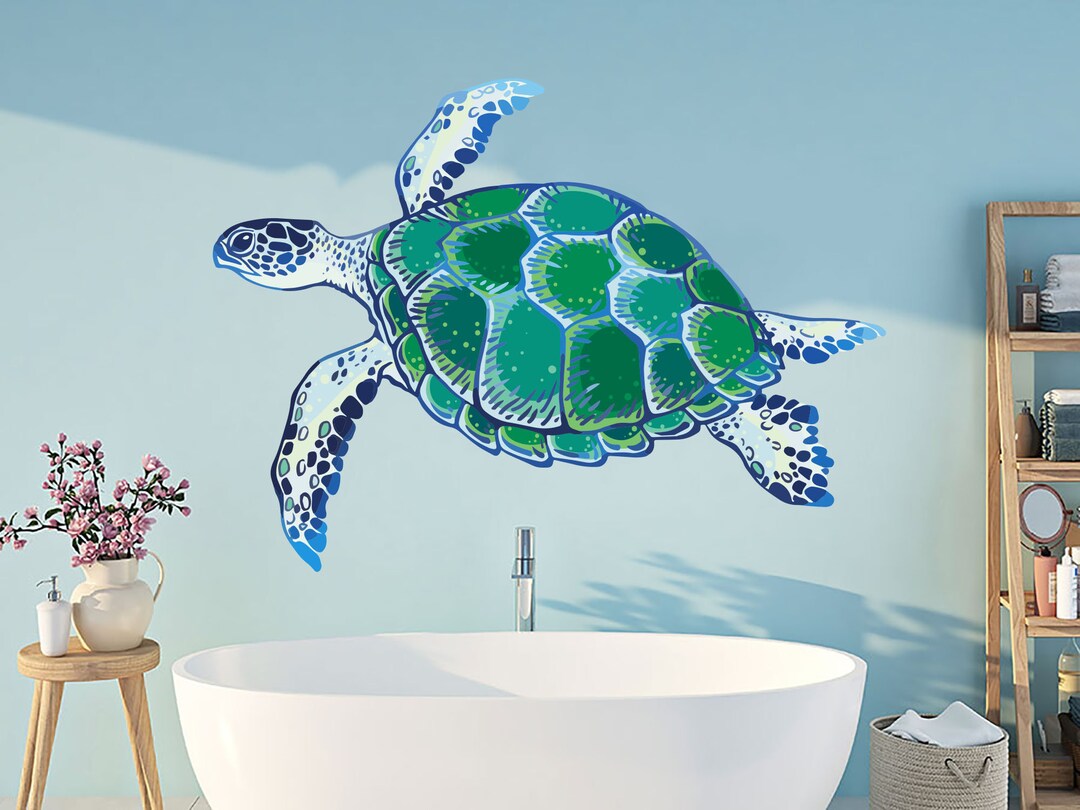 Turtle Wall Sticker. Nautical Vinyl Sticker Murals. Tortoiseshell ...