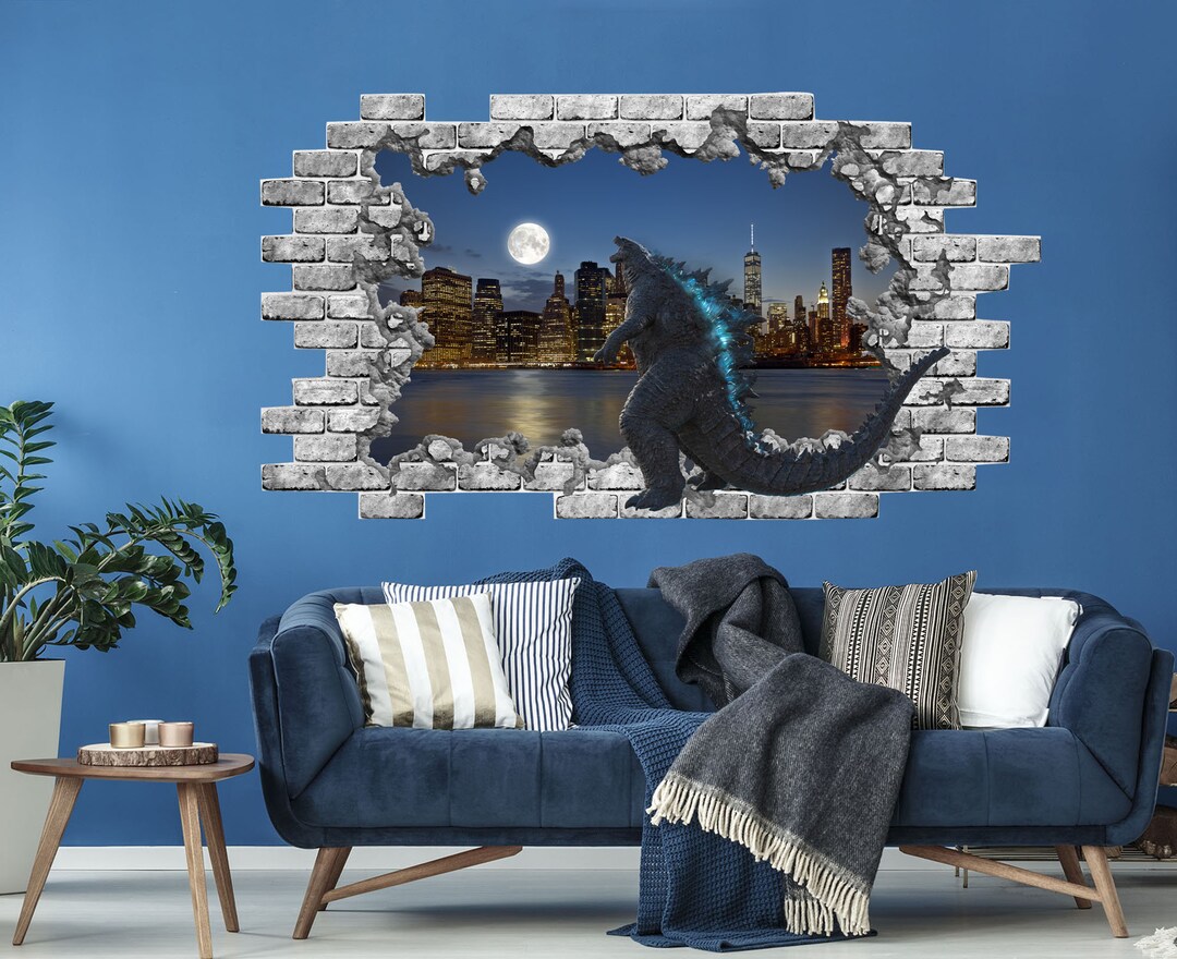 3D Godzilla King Wall Decal. Godzilla Movie Vinyl Sticker Murals. New ...