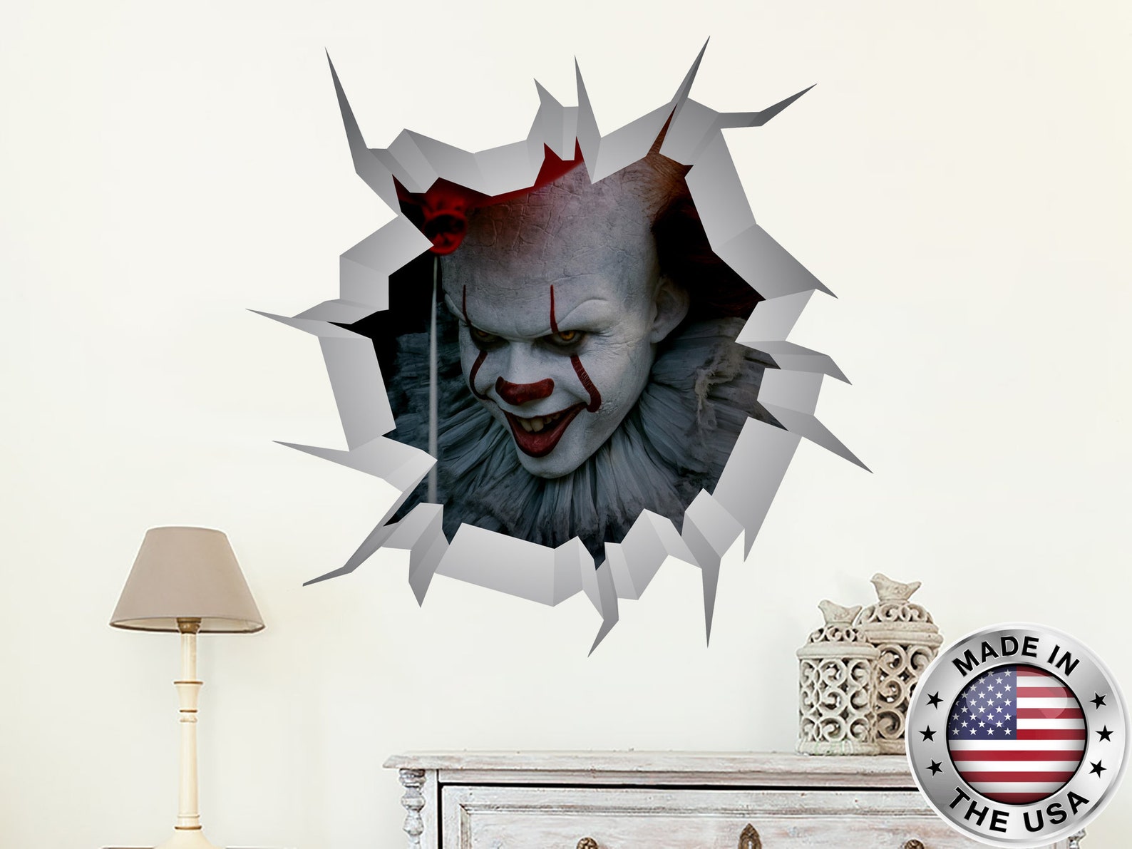 Pennywise Clown Wall Decal. Halloween It Horrors Vinyl Sticker | Etsy