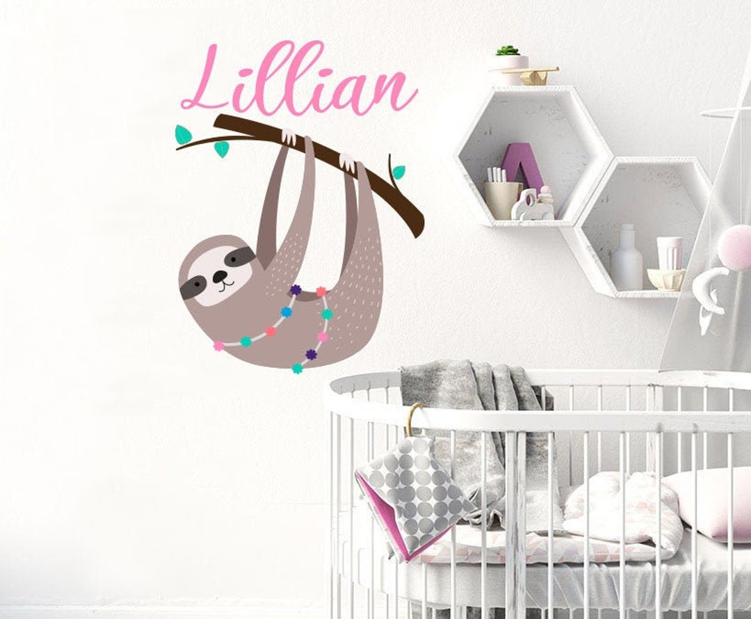 Sloth Personalized Girl Name Wall Decals. Animal Vinyl Sticker - Etsy