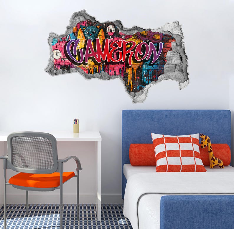 Personalized Graffiti Teenage Wall Decal | Custom Teen Gameroom Decor ...