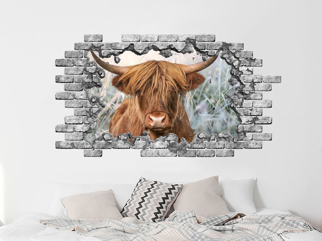 Highland Cattle Wall Decal. Scottish Cow Vinyl Sticker Murals. - Etsy