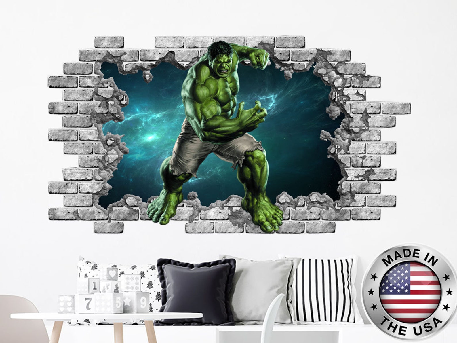 Hulk Hole in the Decal. Superheroe Vinyl Sticker Murals. - Etsy