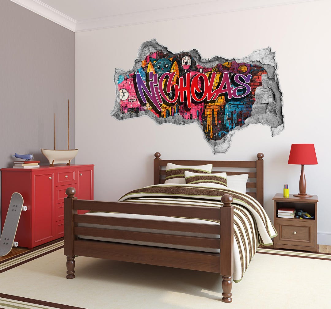 Personalized Graffiti Teenage Wall Decal | Custom Teen Gameroom Decor ...
