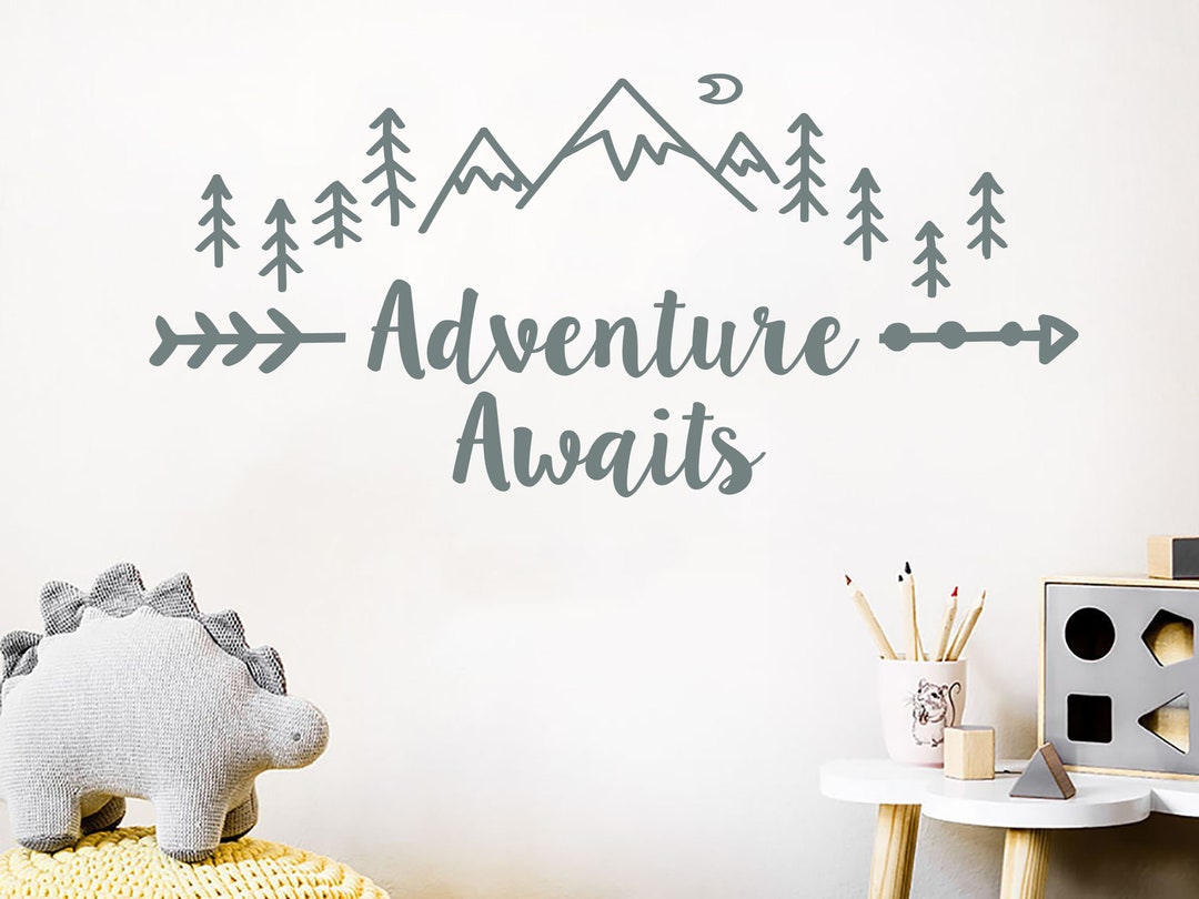 Adventure Awaits Wall Sticker. Mountains Nursery Wall Decals. Woodland ...