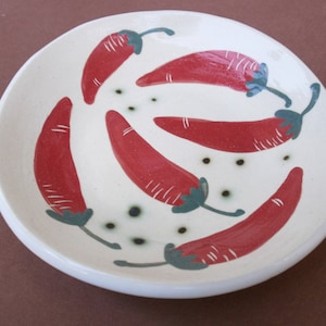 Plate-red Peppers Ceramic Plate-pottery Plate-handmade - Etsy
