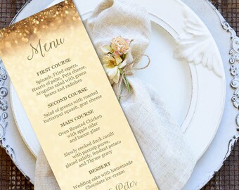 Gold Glitter Menu Card Dinner Party Menu DIY Menu Card | Etsy