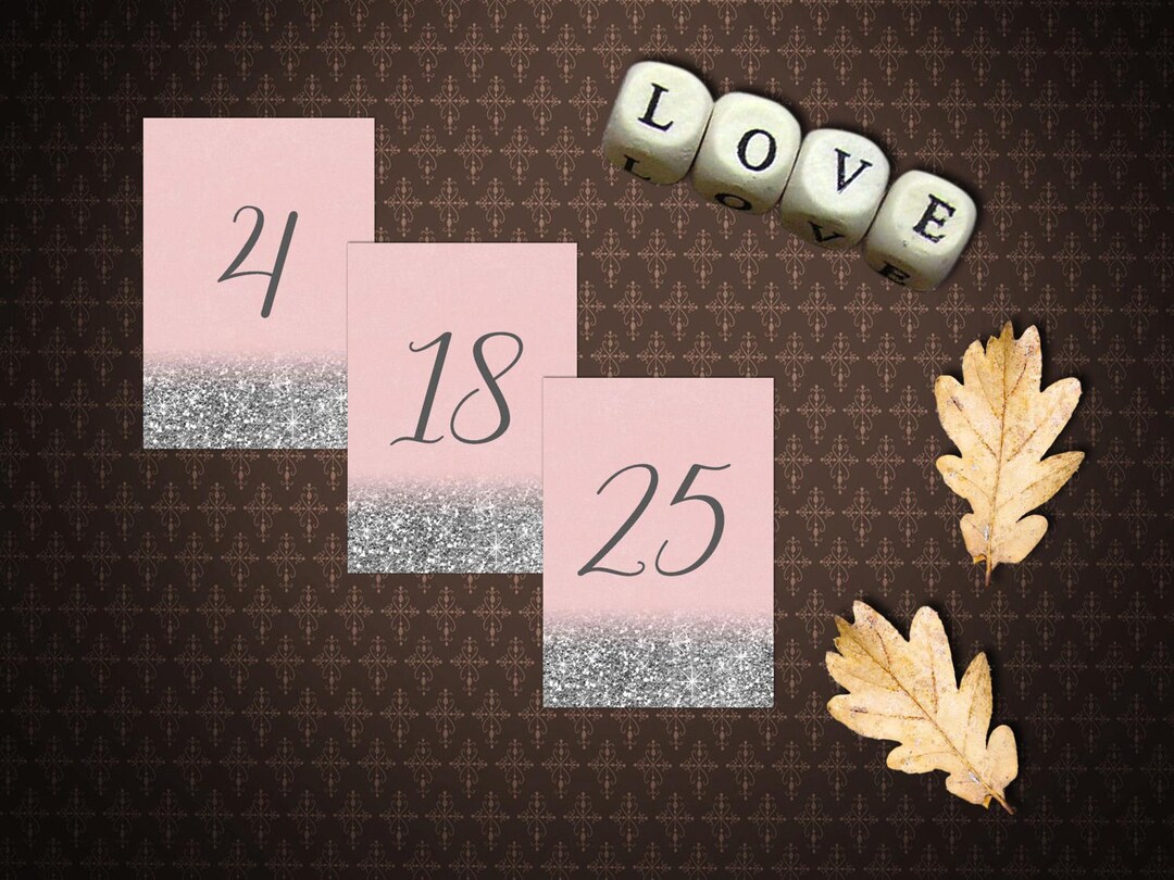 Pink and Silver Table Numbers 1-32, 3.5x5 Inches, Purple Wedding Decor ...