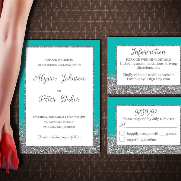 Turquoise Invitation - Etsy