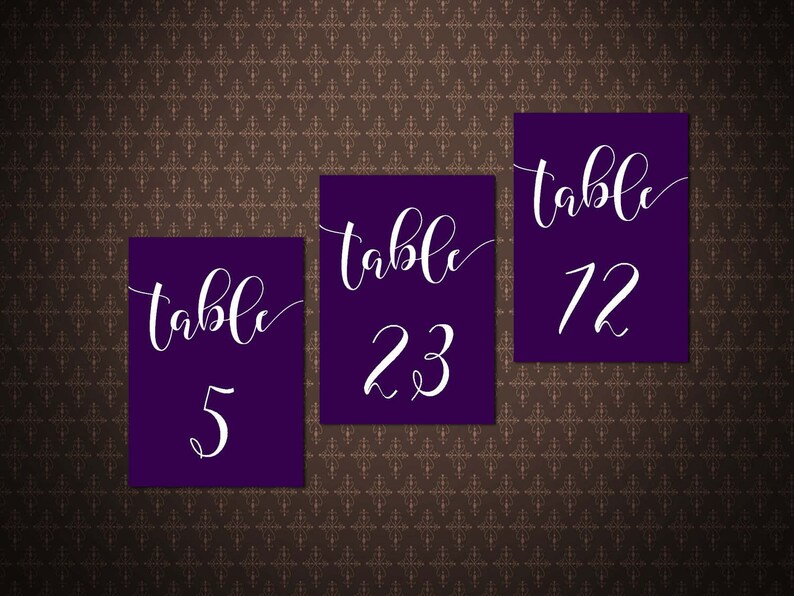 Purple Script Instant Download Printable Table Numbers 1-32 - Etsy