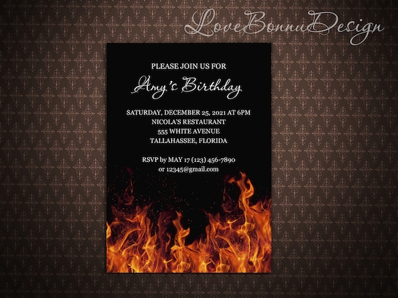 Fire Party Printable Invitation Bridal Shower Birthday | Etsy