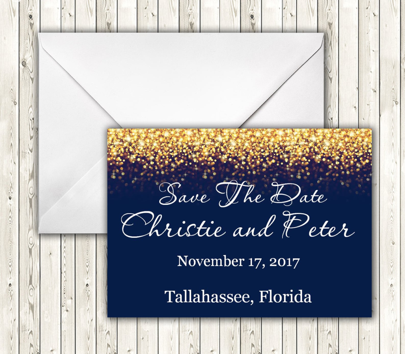 Navy Blue and Gold Glitter Save the Date Card, Instant Download, Save ...