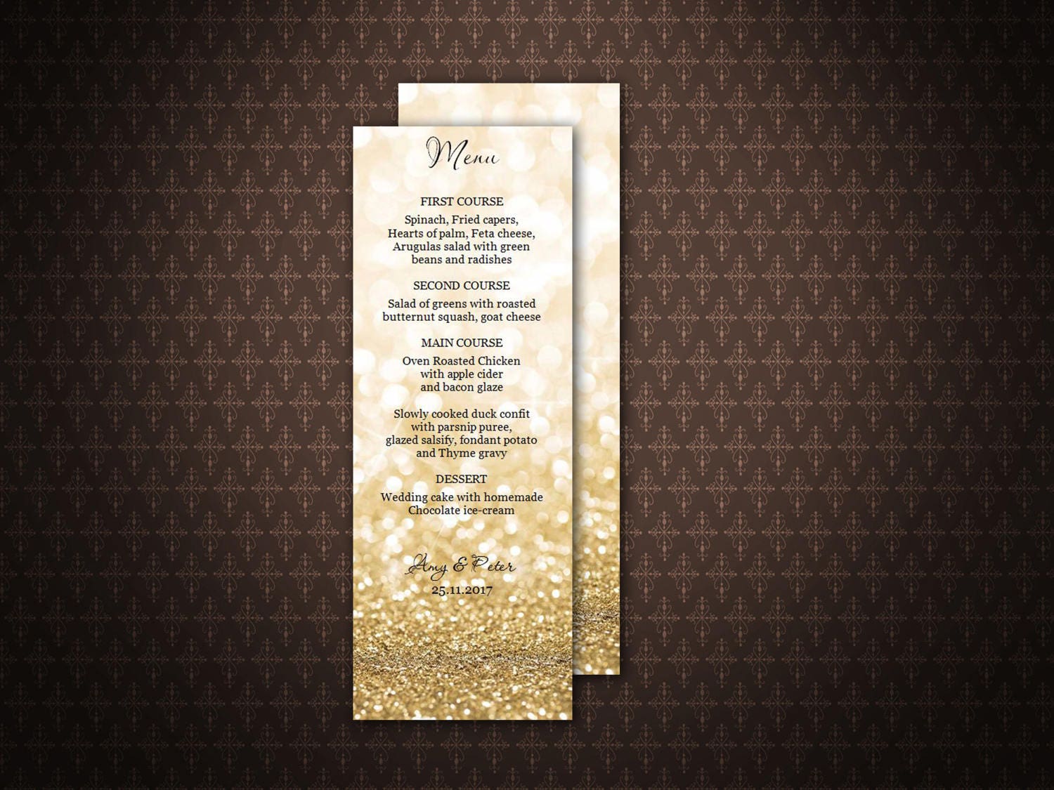 Gold Glitter Menu Card Dinner Party Menu DIY Menu Card - Etsy