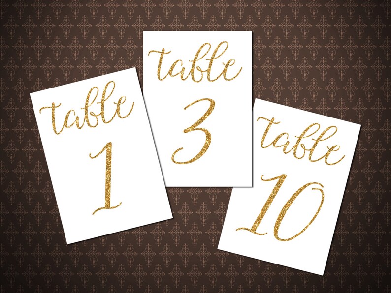 Instant Download Printable Gold Table Numbers Table Numbers - Etsy