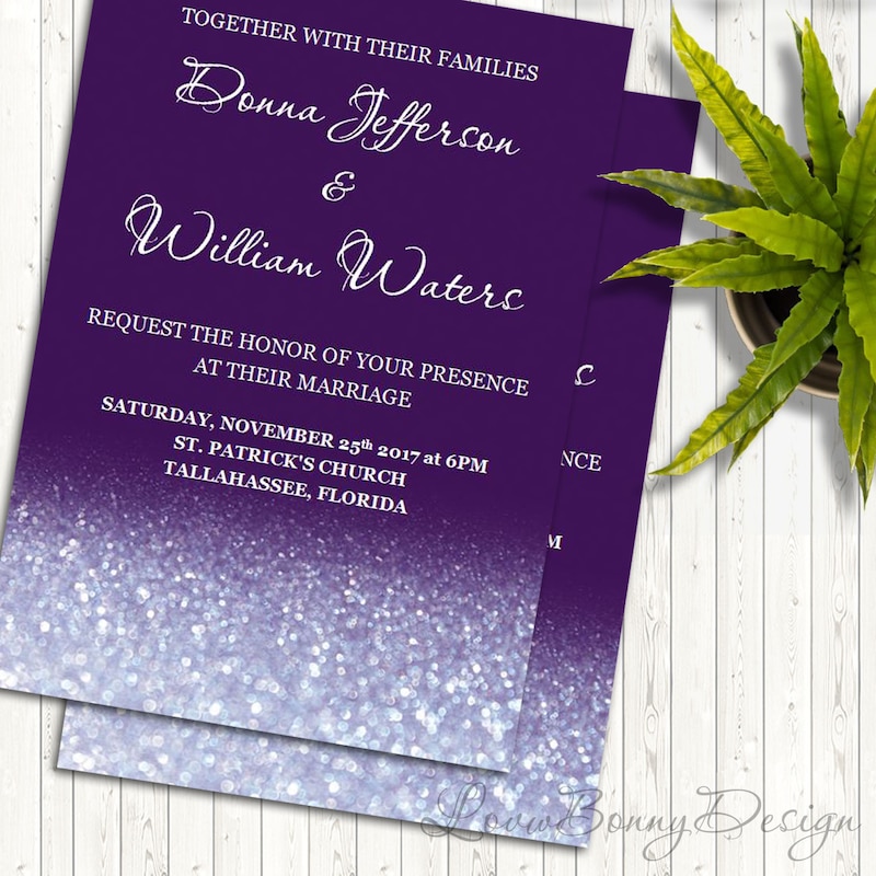 Purple Invitations - Etsy