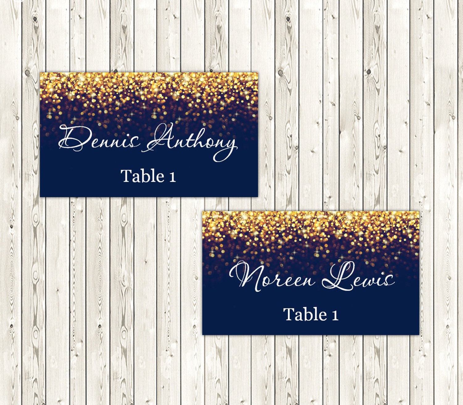 Place Cards DIY Place Card Printable Navy and Gold Glitter | Etsy