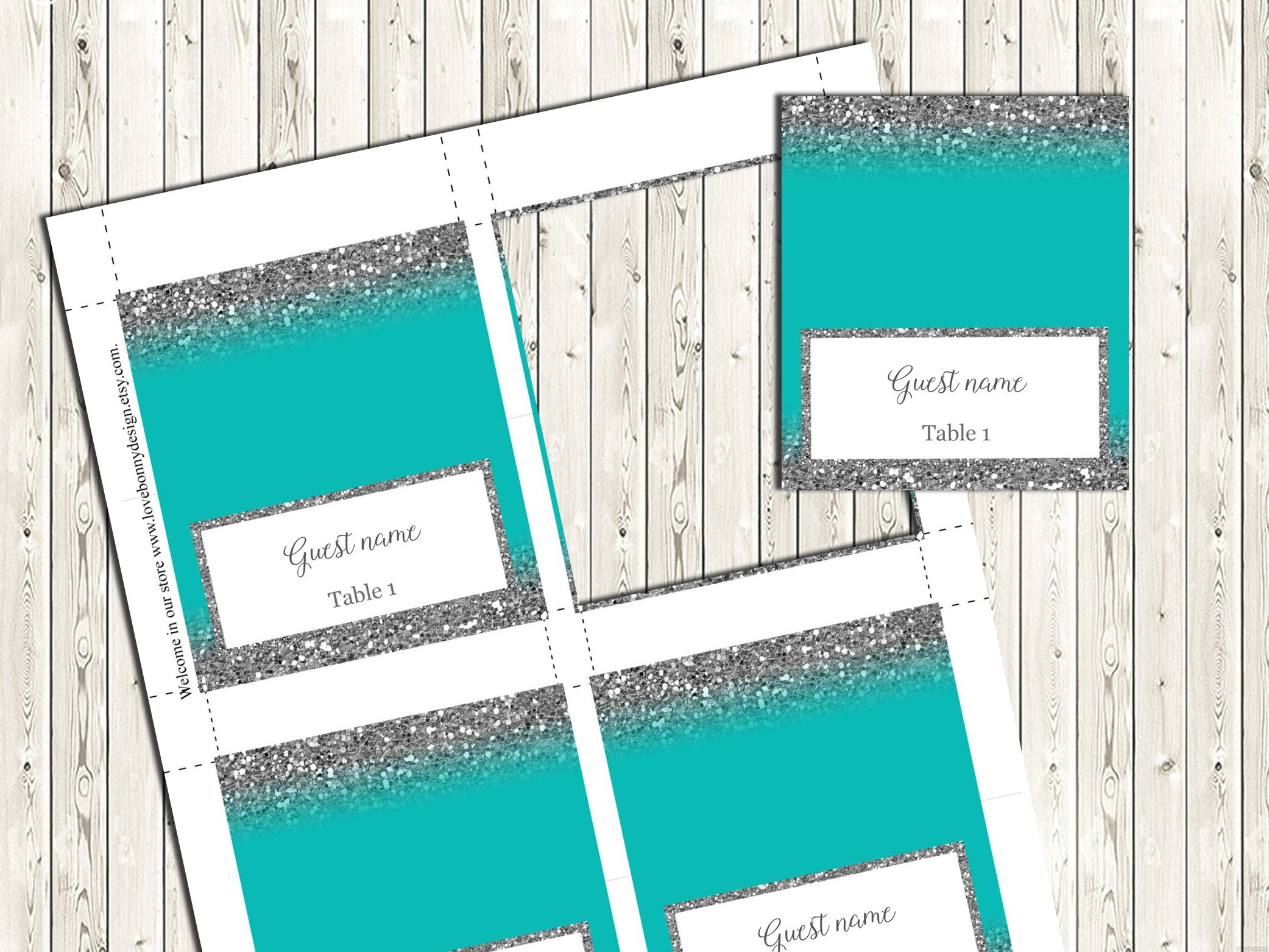 Turquoise Blue Wedding Place Cards Tented Place Cards | Etsy