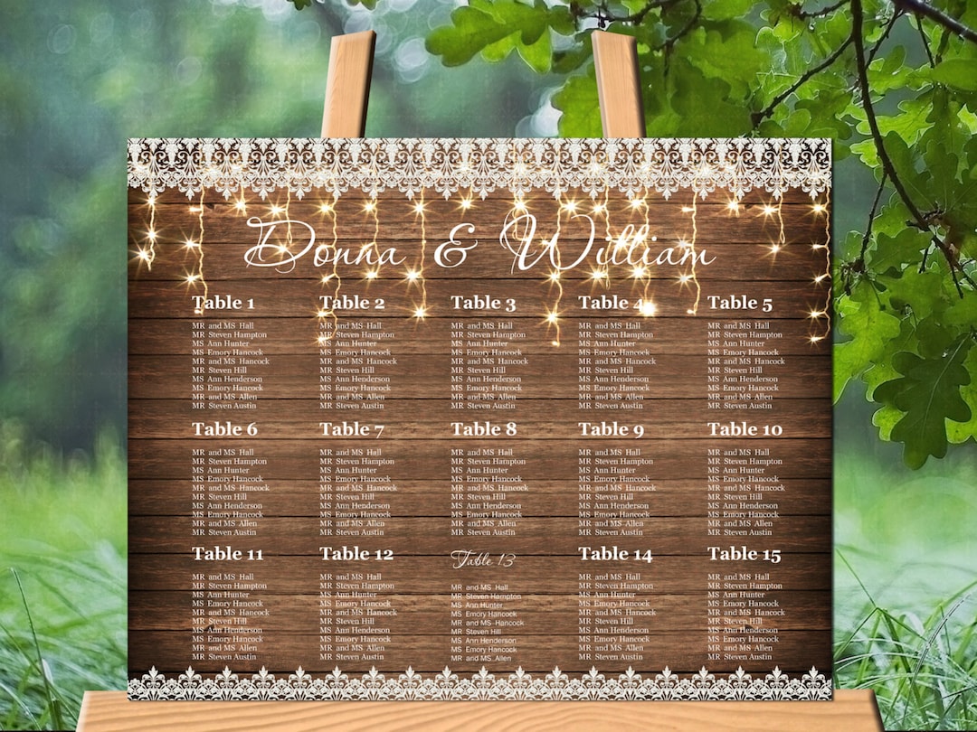 Country Rustic Wedding Seating Chart Poster, Custom Wood Wedding ...