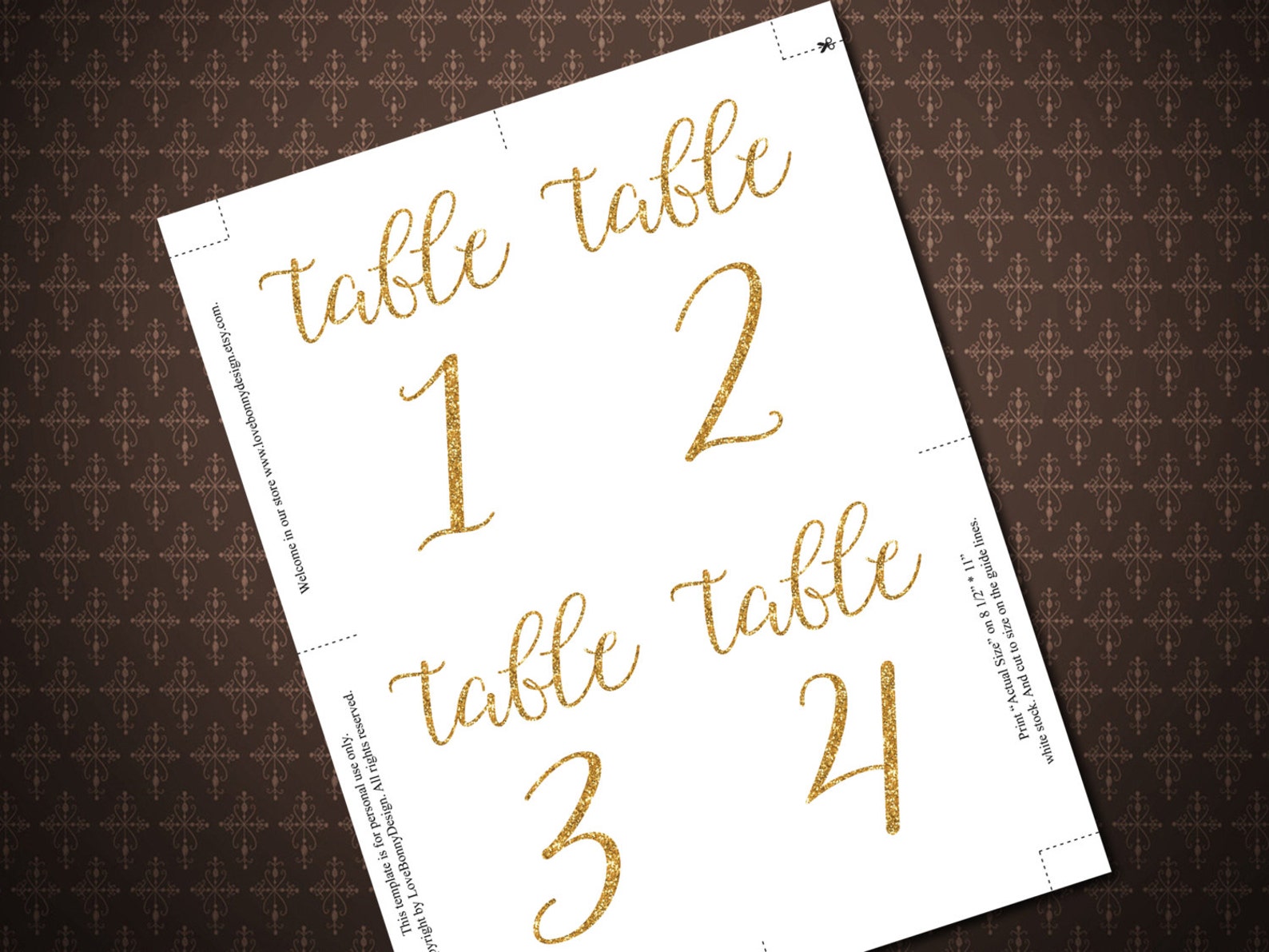 Instant Download Printable Gold Table Numbers Table Numbers - Etsy