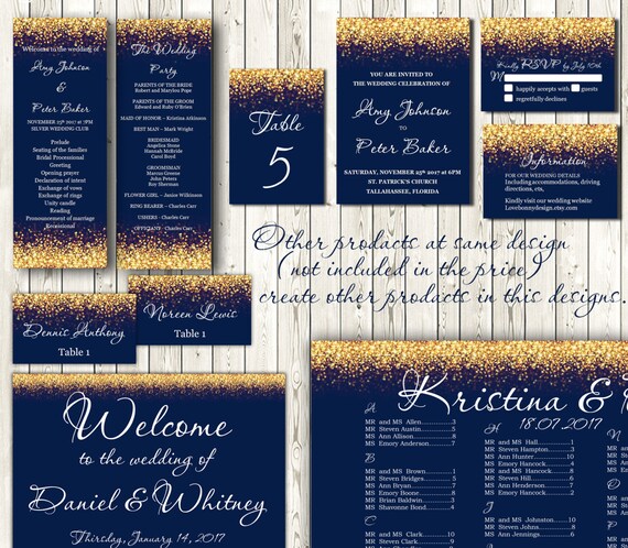 Blue And Gold Program Template 8 Page Classic Blue Funeral Program
