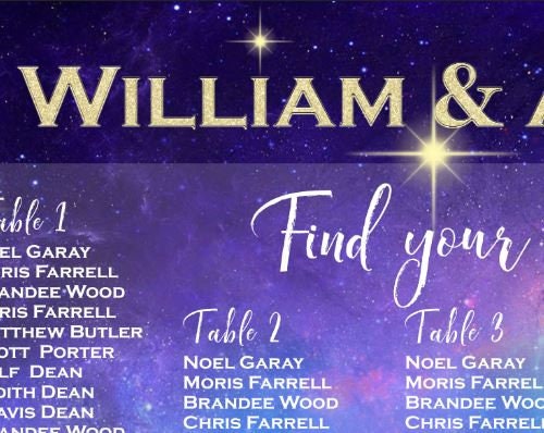 Galaxy Seating Chart Starry Night Celestial Wedding Seating | Etsy
