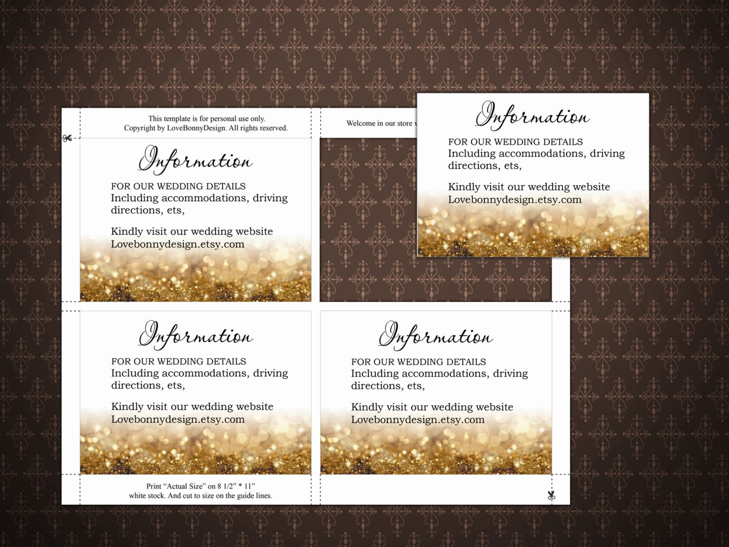 Gold Sparkle Wedding Invitation Set Printable, Wedding Invitation ...