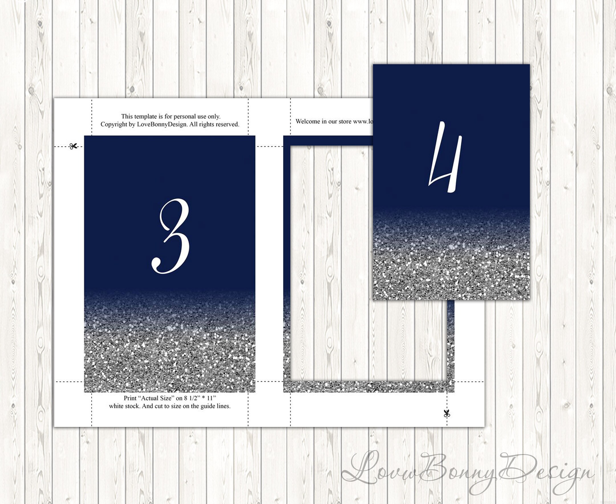 Navy and Silver Glitter Table Numbers Cards 1-20 Tables - Etsy