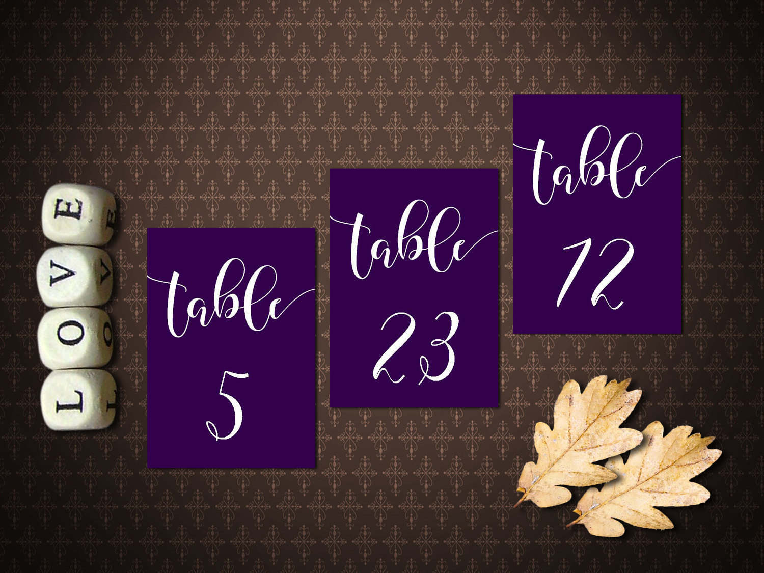 Purple Script Instant Download Printable Table Numbers 1-32, Double ...