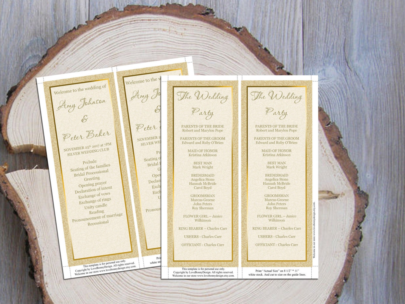 Gold Wedding Program Templates Goldpattern Instant Download | Etsy