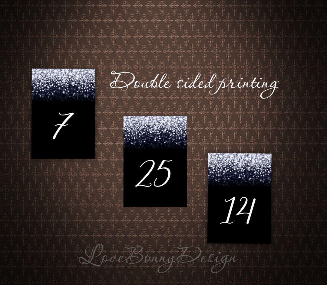 Instant Download Printable Silver Table Numbers, Table Numbers Wedding ...