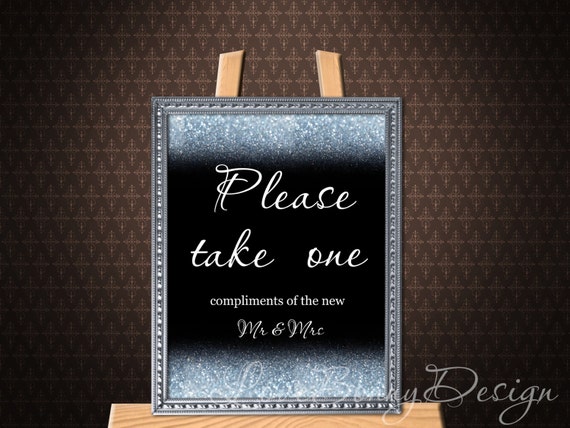 Please Take One Favor Sign Black and Silver Glitter Printable | Etsy