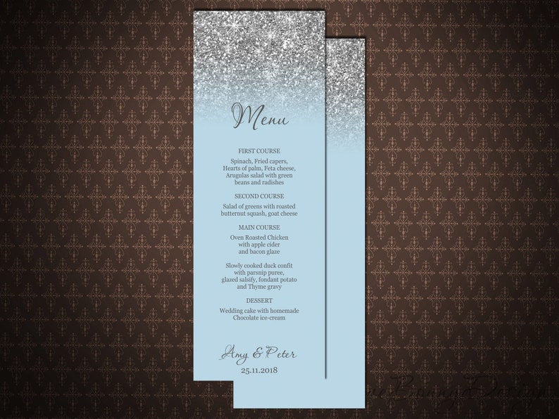 Light Blue and Silver Glitter Program Template Silver | Etsy
